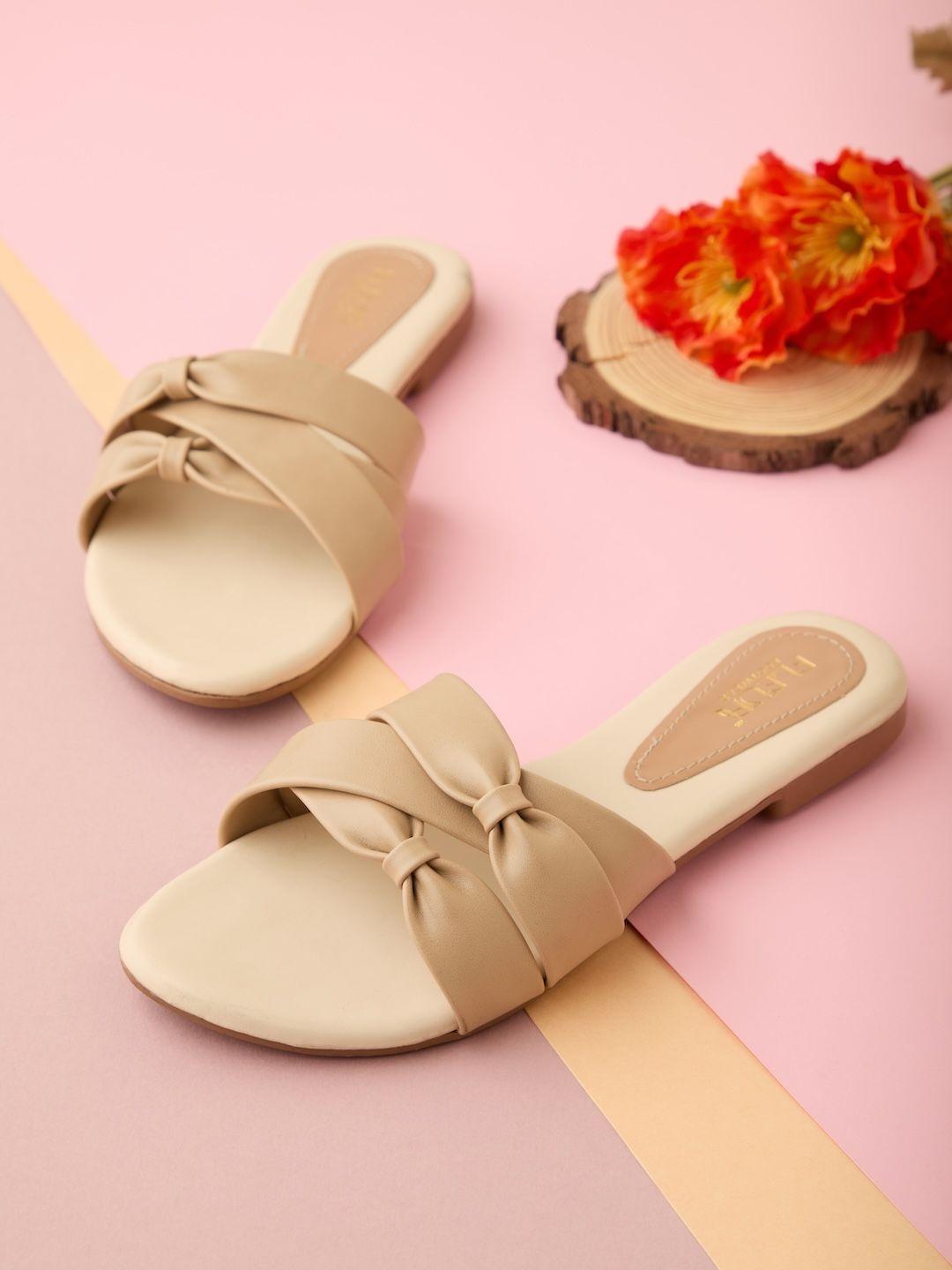 Buy FLEUR FOOTWEAR Women Solid Synthetic Open Toe Flats With Bows ...