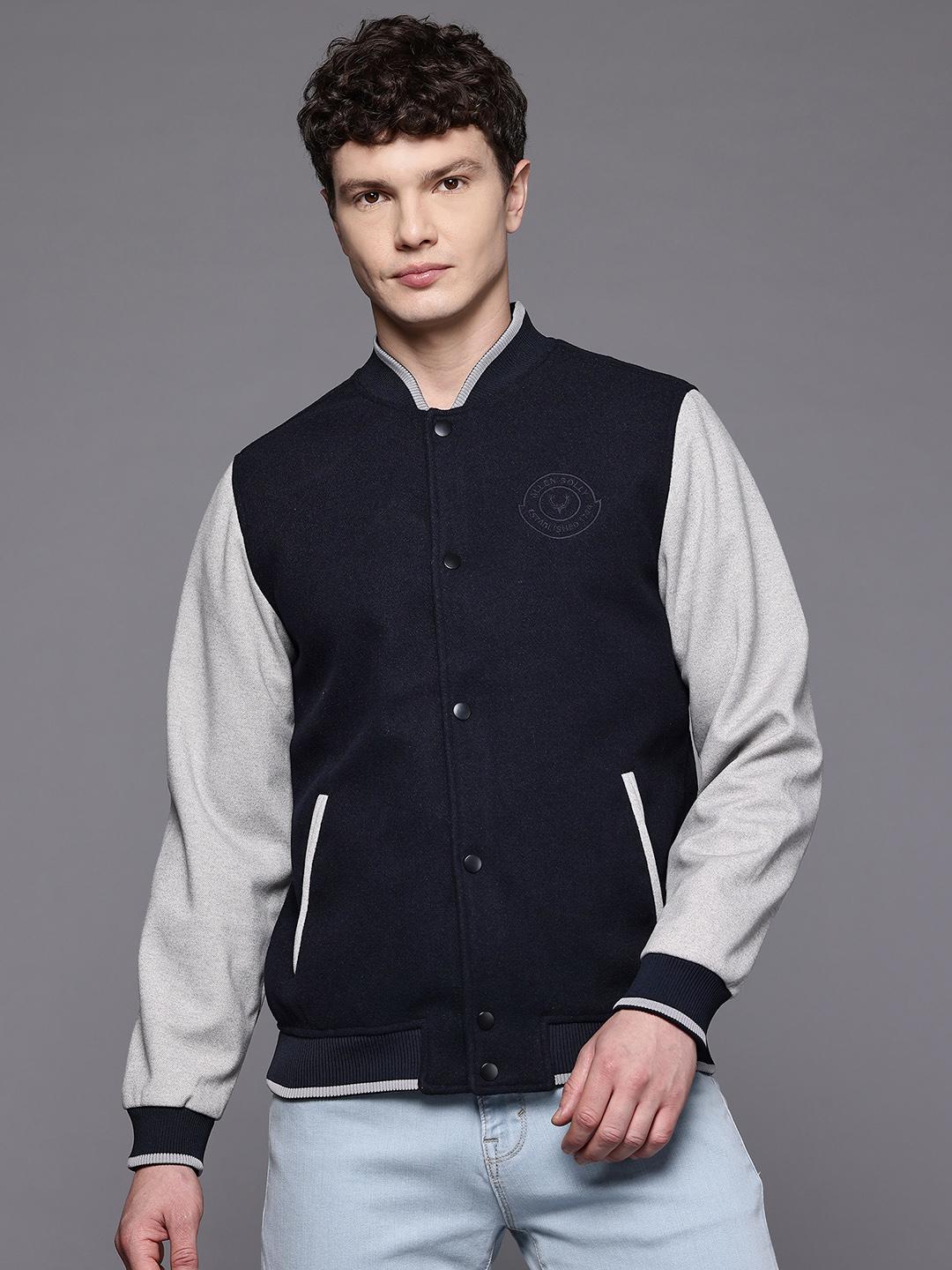 Buy Allen Solly Stand Collar Varsity Jacket With Embroidered Detail ...