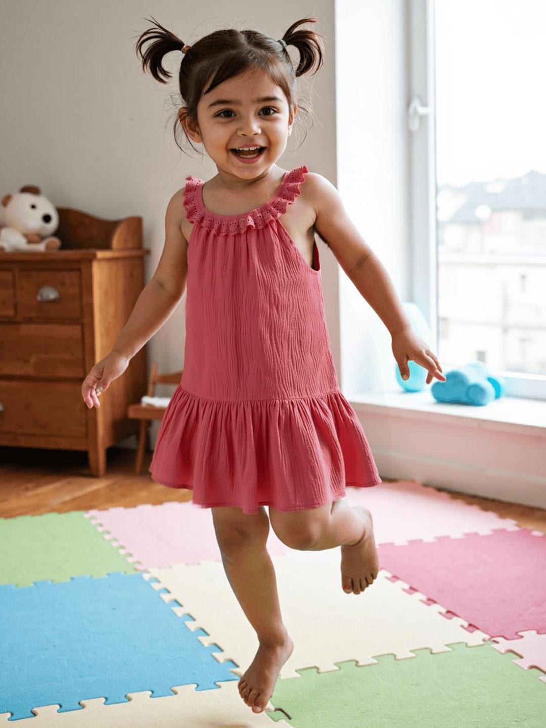 Buy Nauti Nati Girls A Line Christmas Dress With Schiffli Embroidered ...