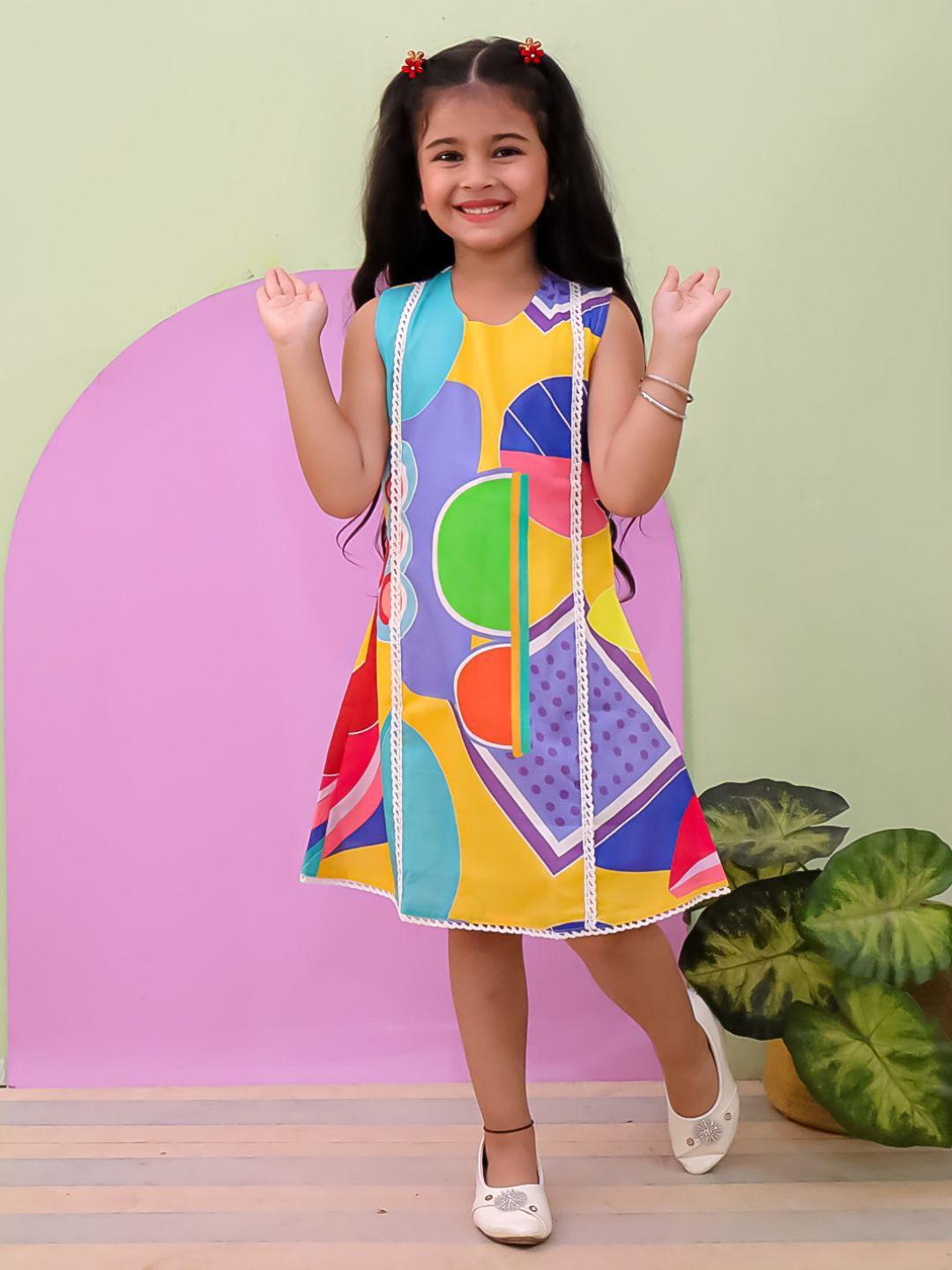 Buy Sangria Girls Printed Pure Cotton Sleeveless A Line Dress - Dresses ...