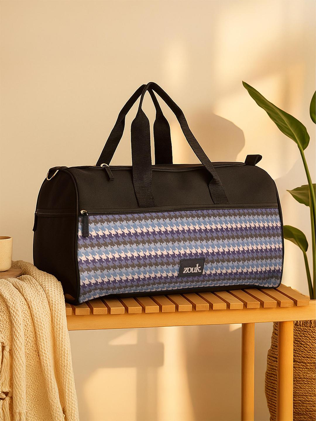 Buy ZOUK Unisex Houndstooth Printed Duffel Bag With Detachable Shoulder ...