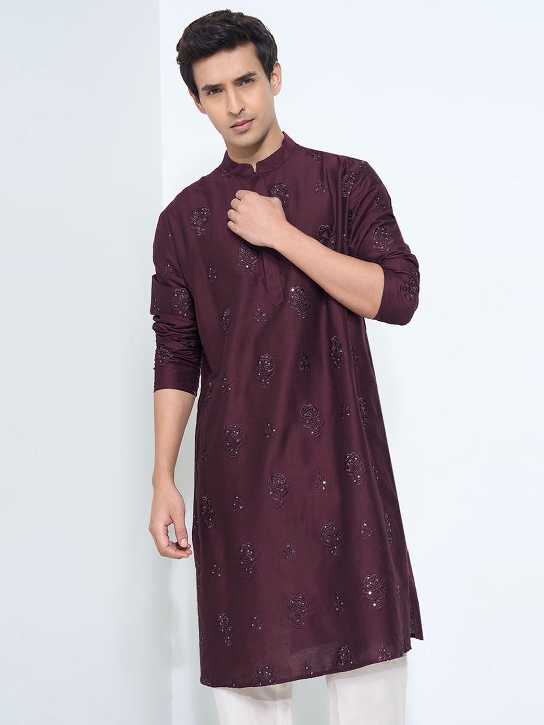 Buy Indus Route By Pantaloons Men Ethnic Motifs Kurta - Kurtas for Men ...