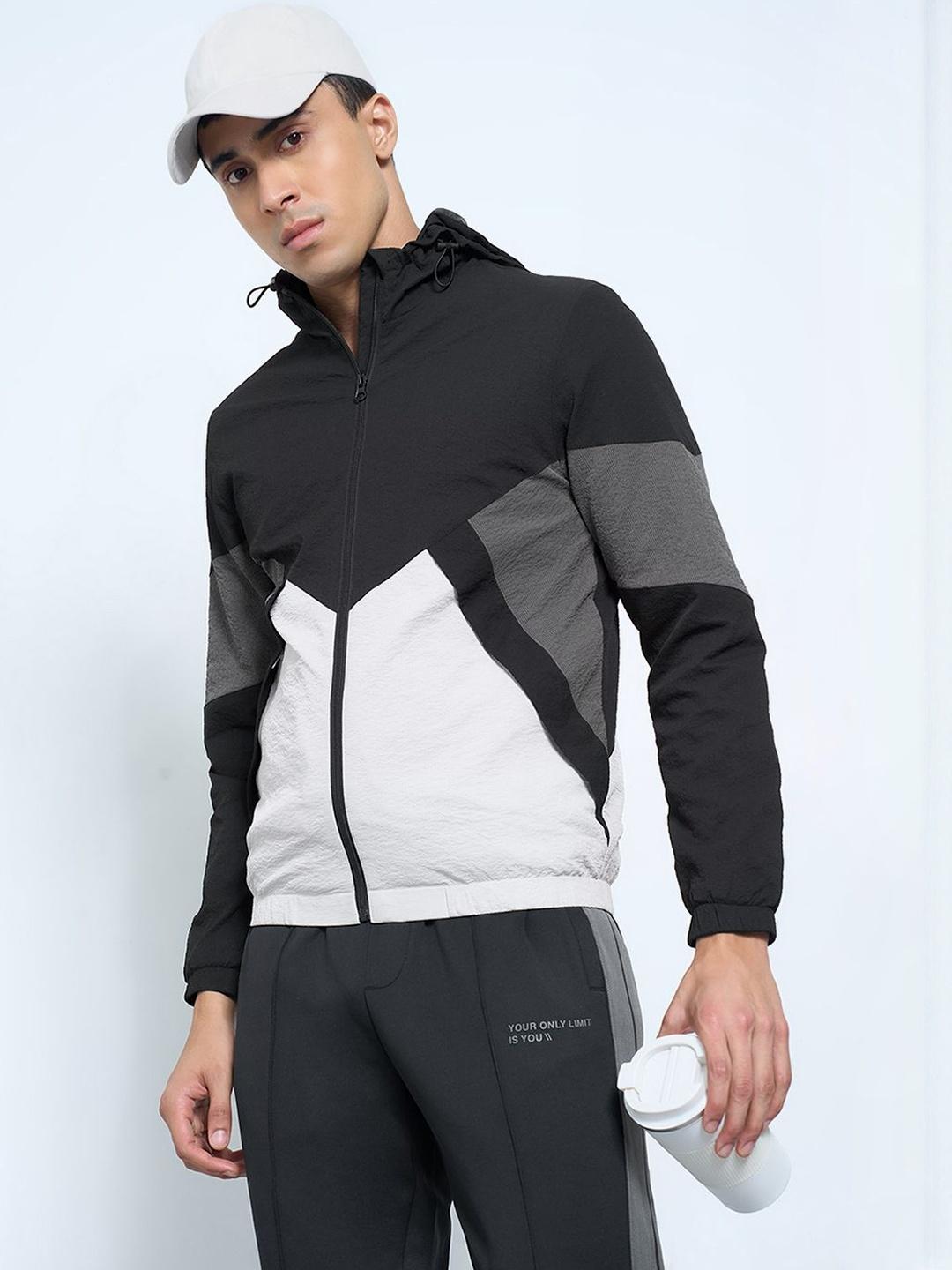 Buy Ajile By Pantaloons Men Hooded Colourblocked Sporty Jacket ...