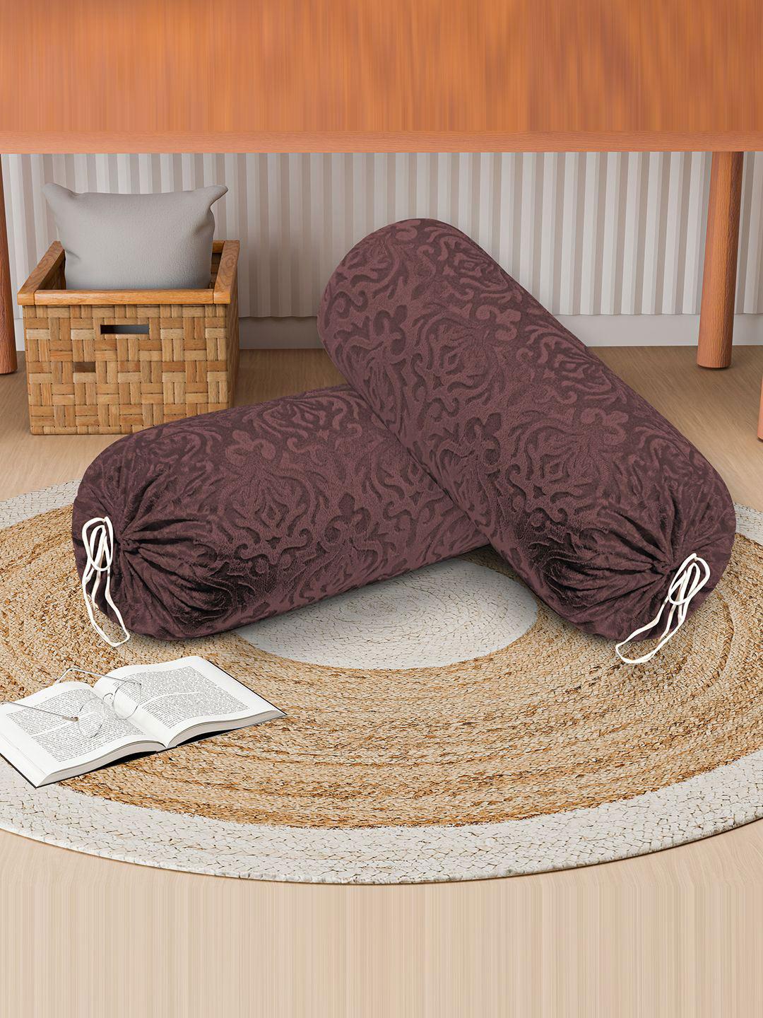 Buy Kuber Industries 2Pcs Self Designed Velvet Round Side Bolster ...