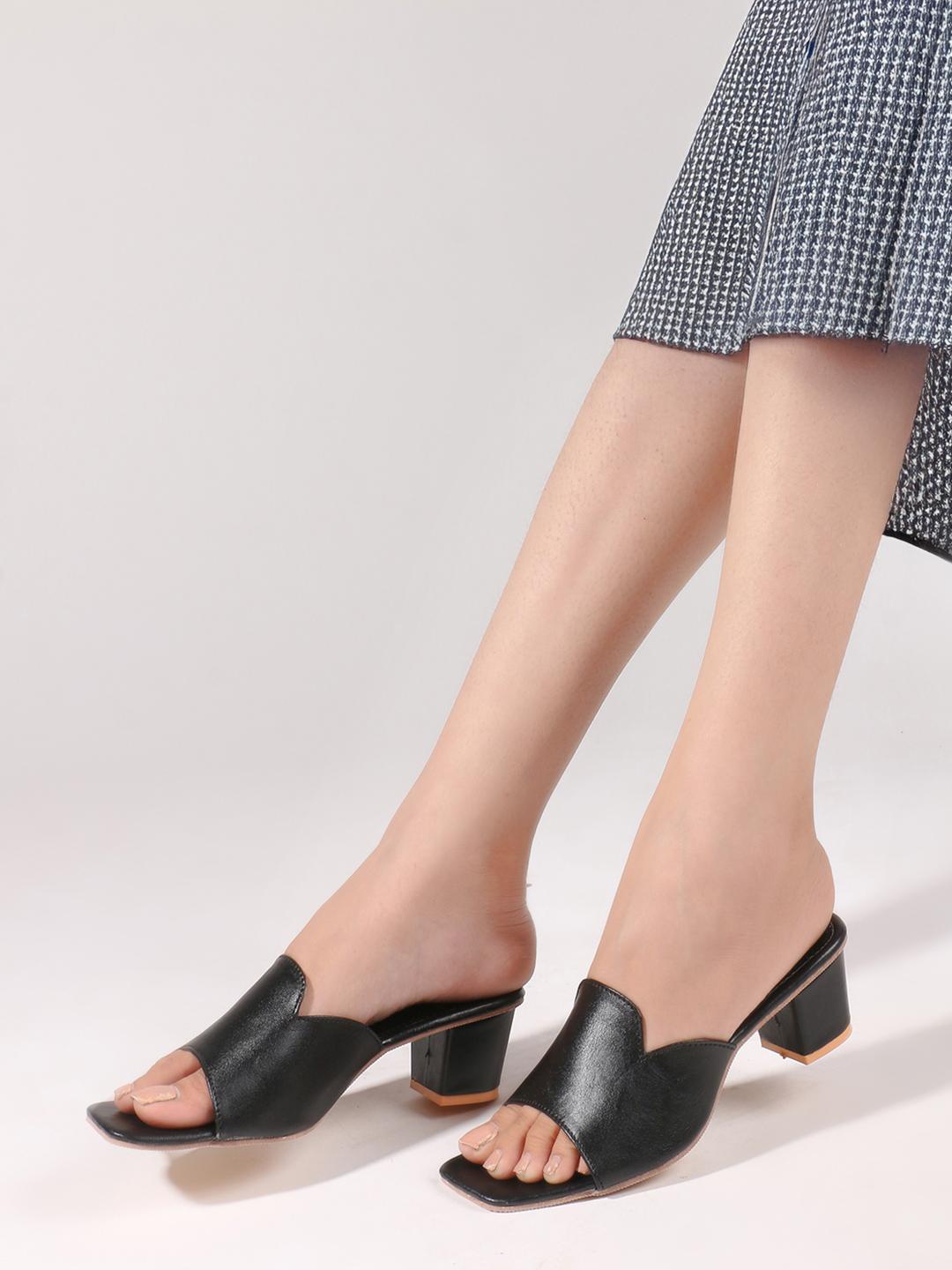 Buy PLANET WALK Women Open Back Square Toe Block Sandals - Heels for ...
