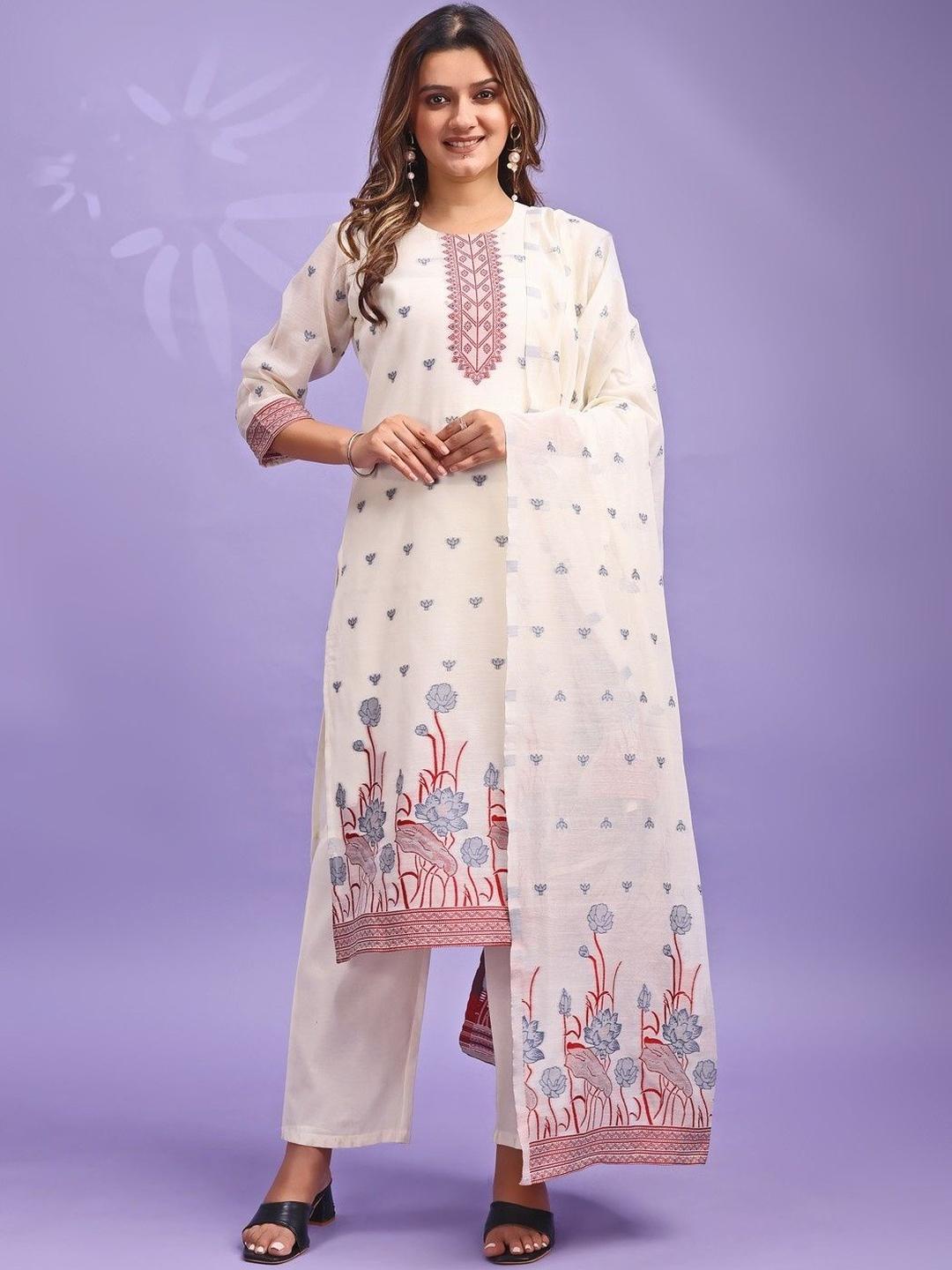 Buy Dhyey Fashion Women Ethnic Motifs Regular Kurta With Trousers ...