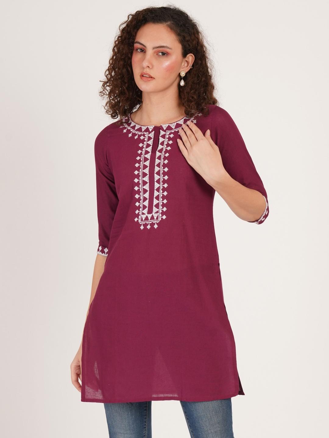 Buy Missethic Ethnic Motifs Embroidered Thread Work Pure Cotton Thread ...