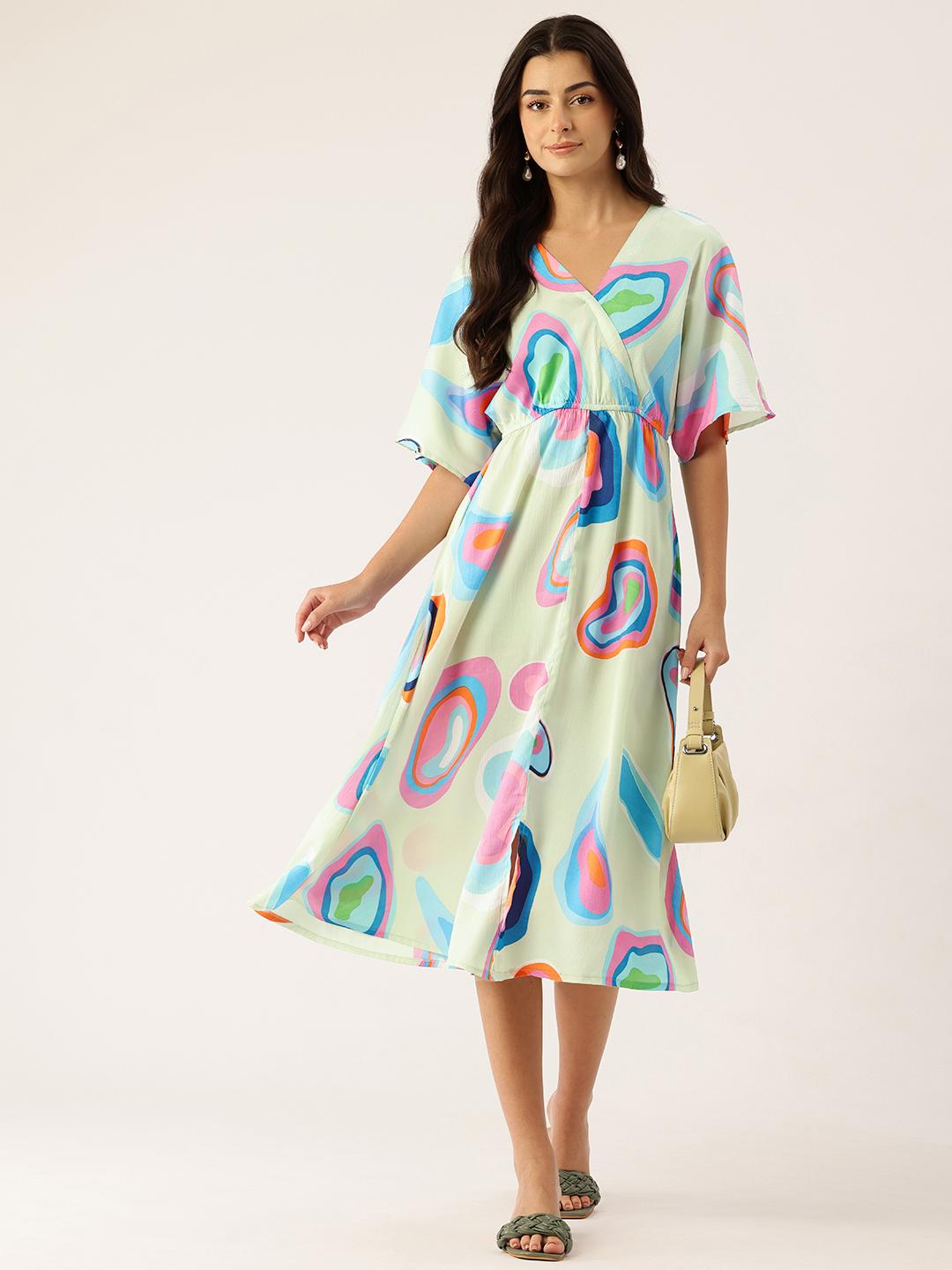 Buy Sleek Italia Abstract Print Crepe A Line Midi Dress - Dresses for ...