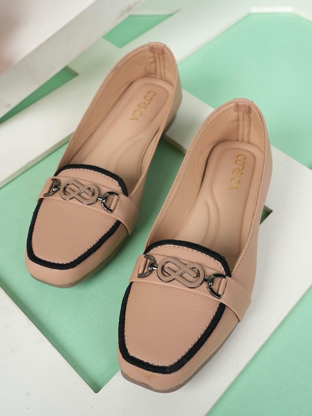 Buy CORSICA Women Textured Square Toe Slip On Ballerinas Flats ...