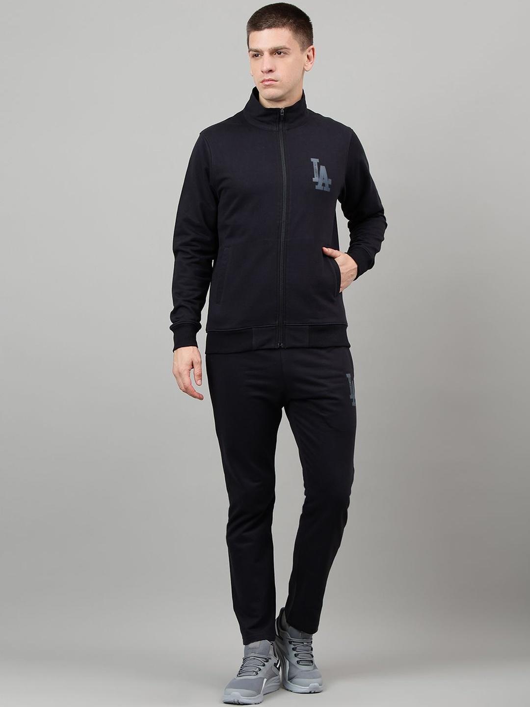 Buy FCK GOLD Men Fleece Solid Regular Fit Mock Neck Tracksuits ...
