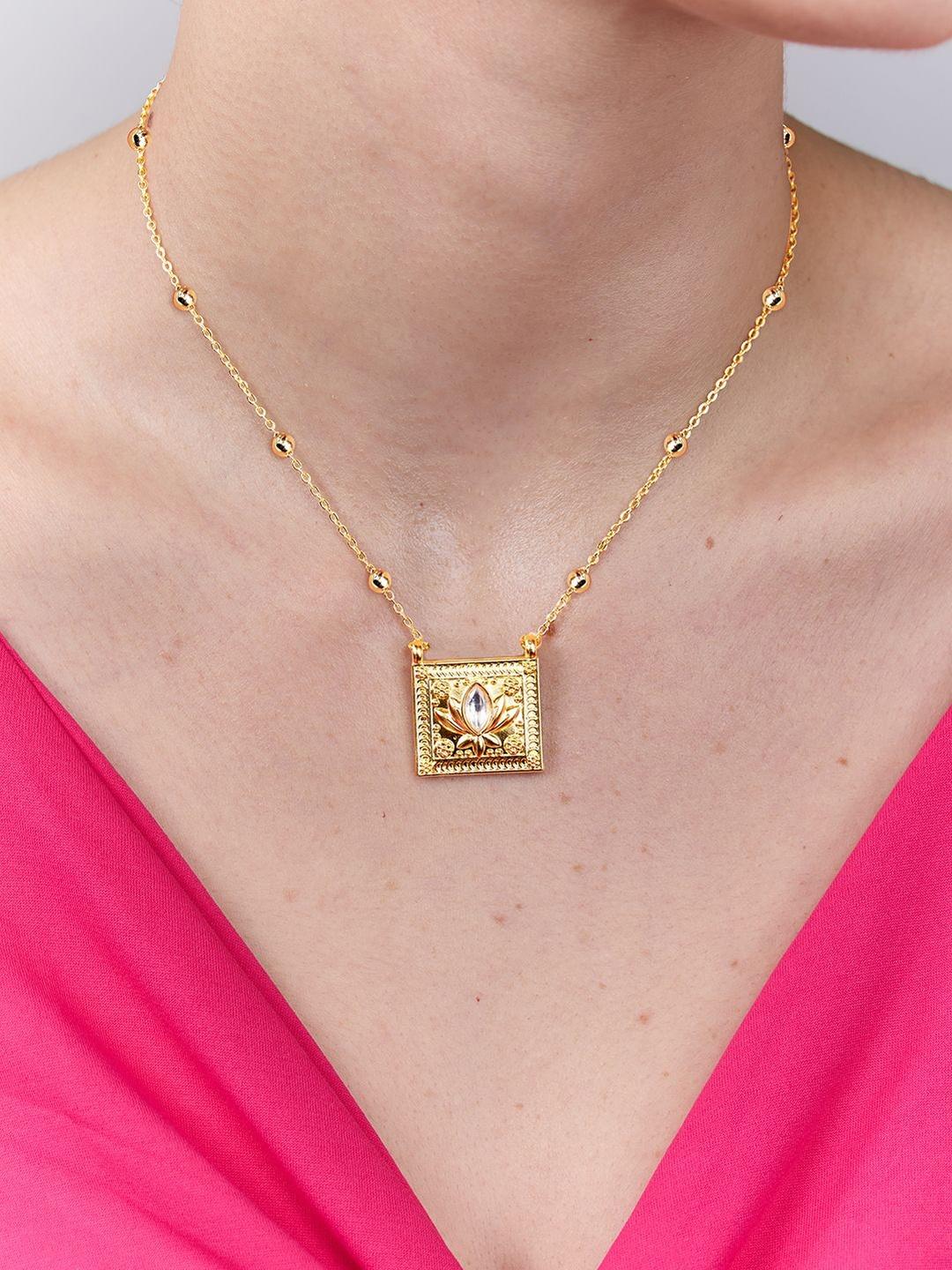 Buy AIKA BY MINUTIAE Brass Gold Plated Handcrafted Necklace - Necklace ...