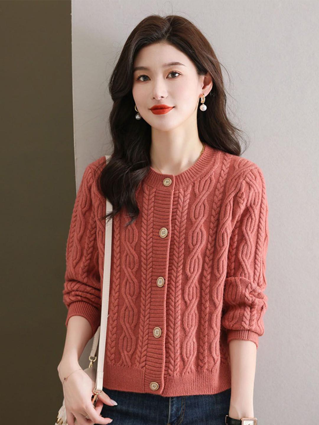 Buy StyleCast Women Self Design Round Neck Cardigan - Sweaters for ...