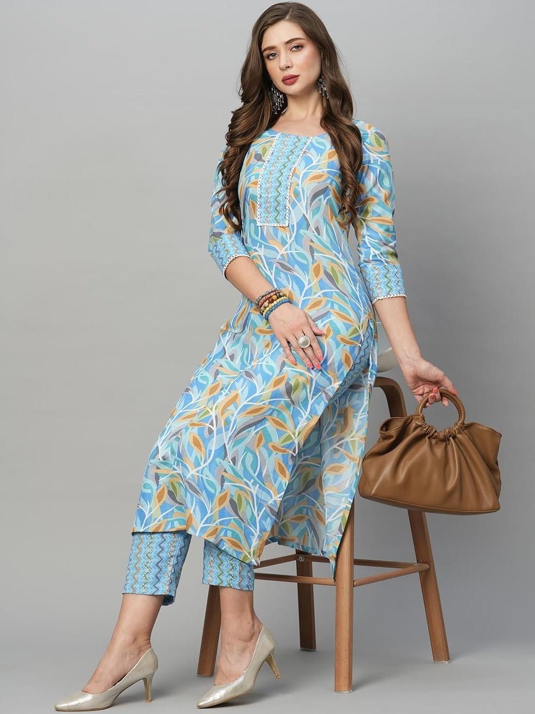 Buy SZN Ethnic Motifs Printed Square Neck Kurta With Trouser - Kurta ...