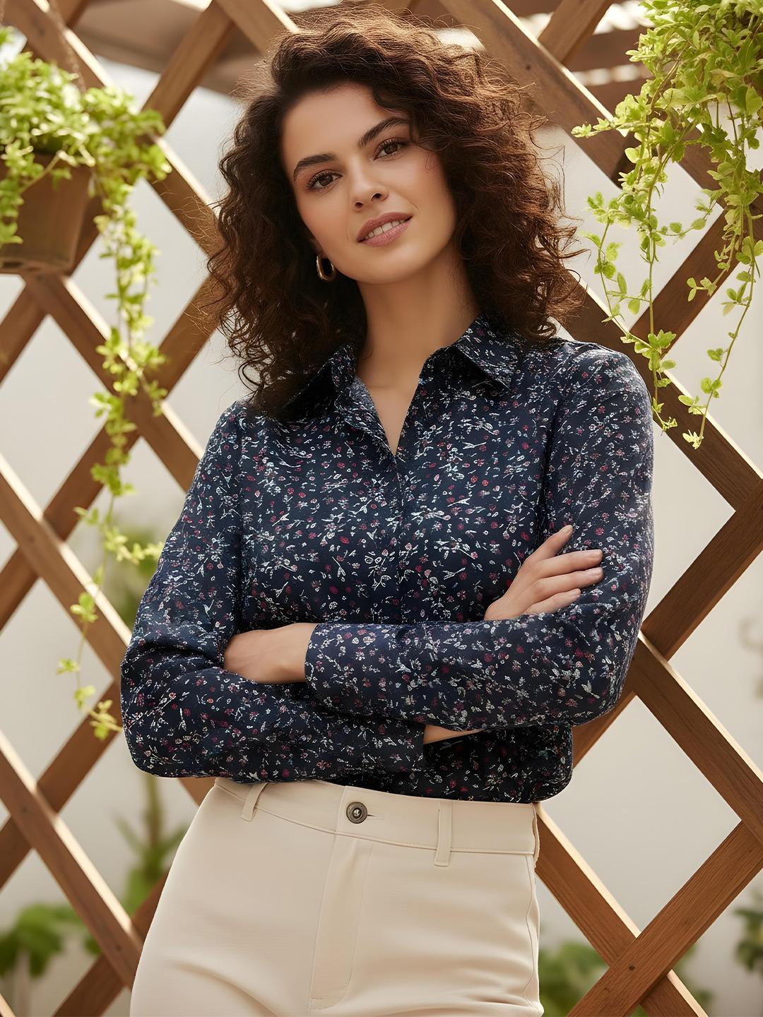 Buy R.Code By The Roadster Life Co. Spread Collar Floral Printed Opaque ...