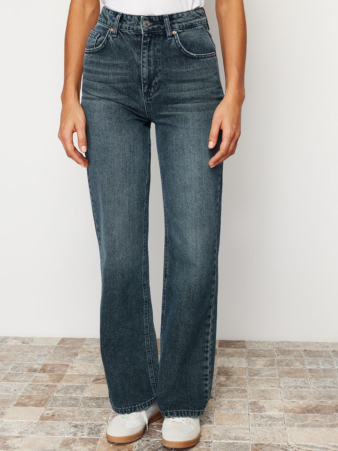 Buy Trendyol Women Mid Rise Light Fade Pure Cotton Jeans - Jeans for ...