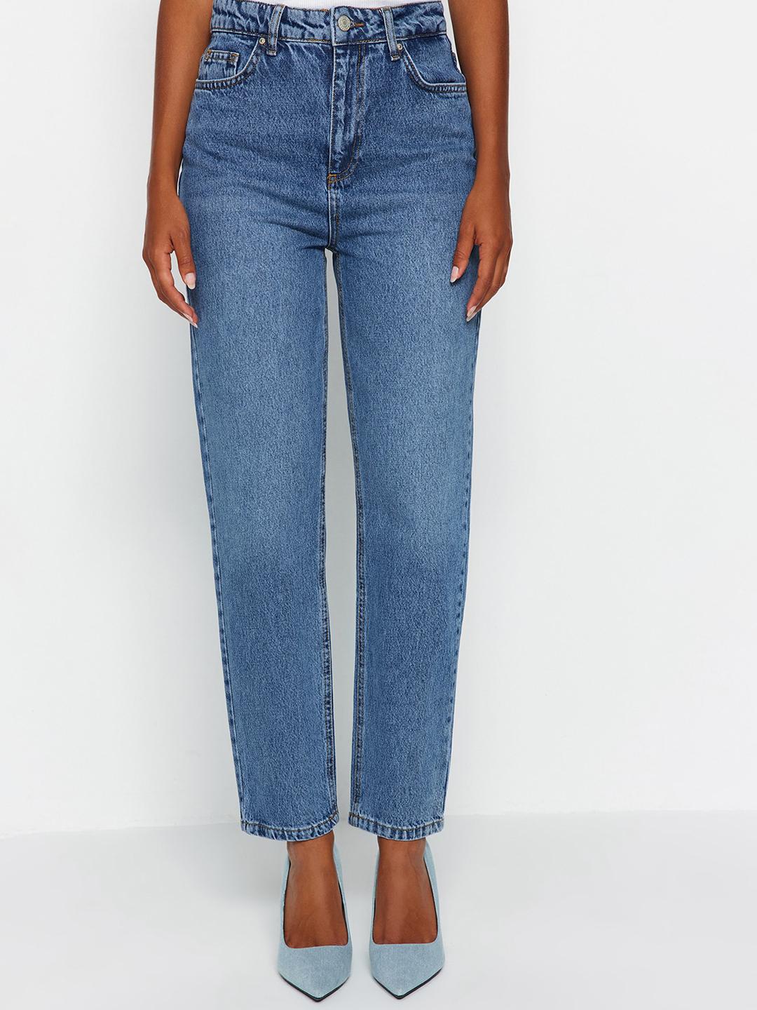 Buy Trendyol Women Mid Rise Pure Cotton Light Fade Jeans - Jeans for ...