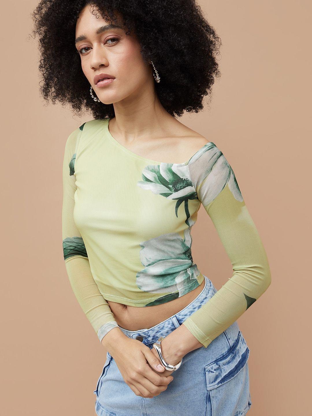 Buy Ginger By Lifestyle Women Floral Print One Shoulder Crop Top - Tops ...