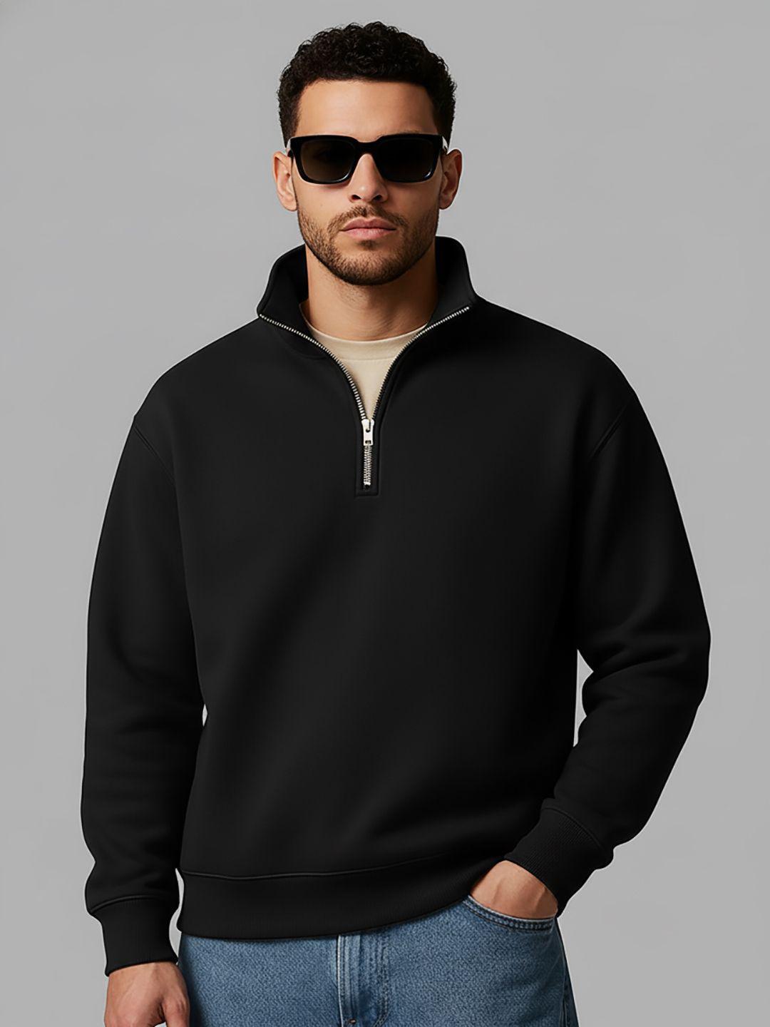 Buy Mast & Harbour Men Mock Collar Pullover Oversized Sweatshirt ...