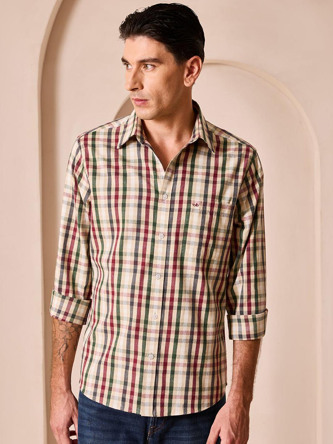 Buy Aldeno Checked Spread Collar Standard Cotton Casual Shirt - Shirts ...