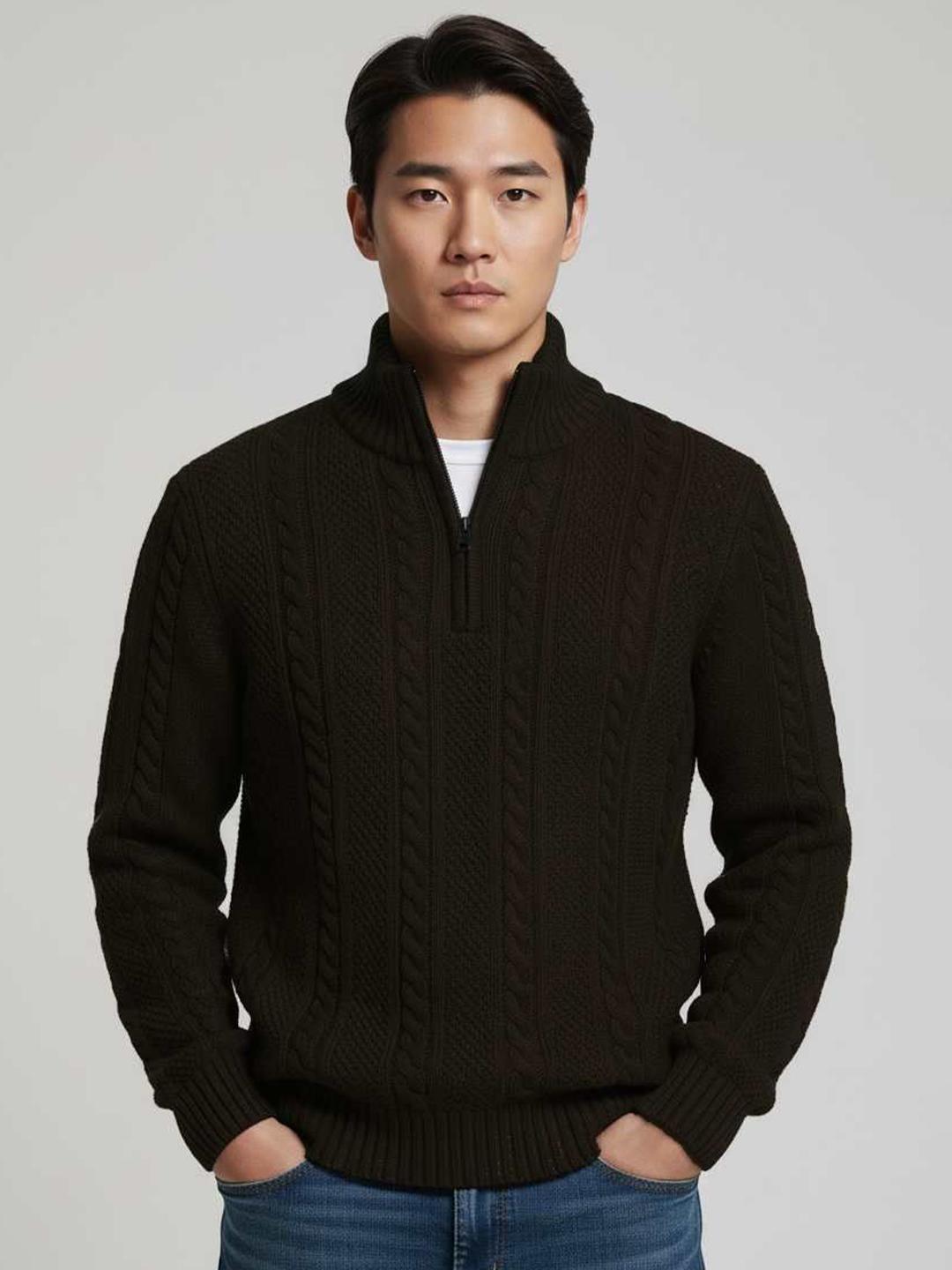 Buy Fashlook Men Mock Collar Half Zipper Pullover Sweater - Sweaters ...
