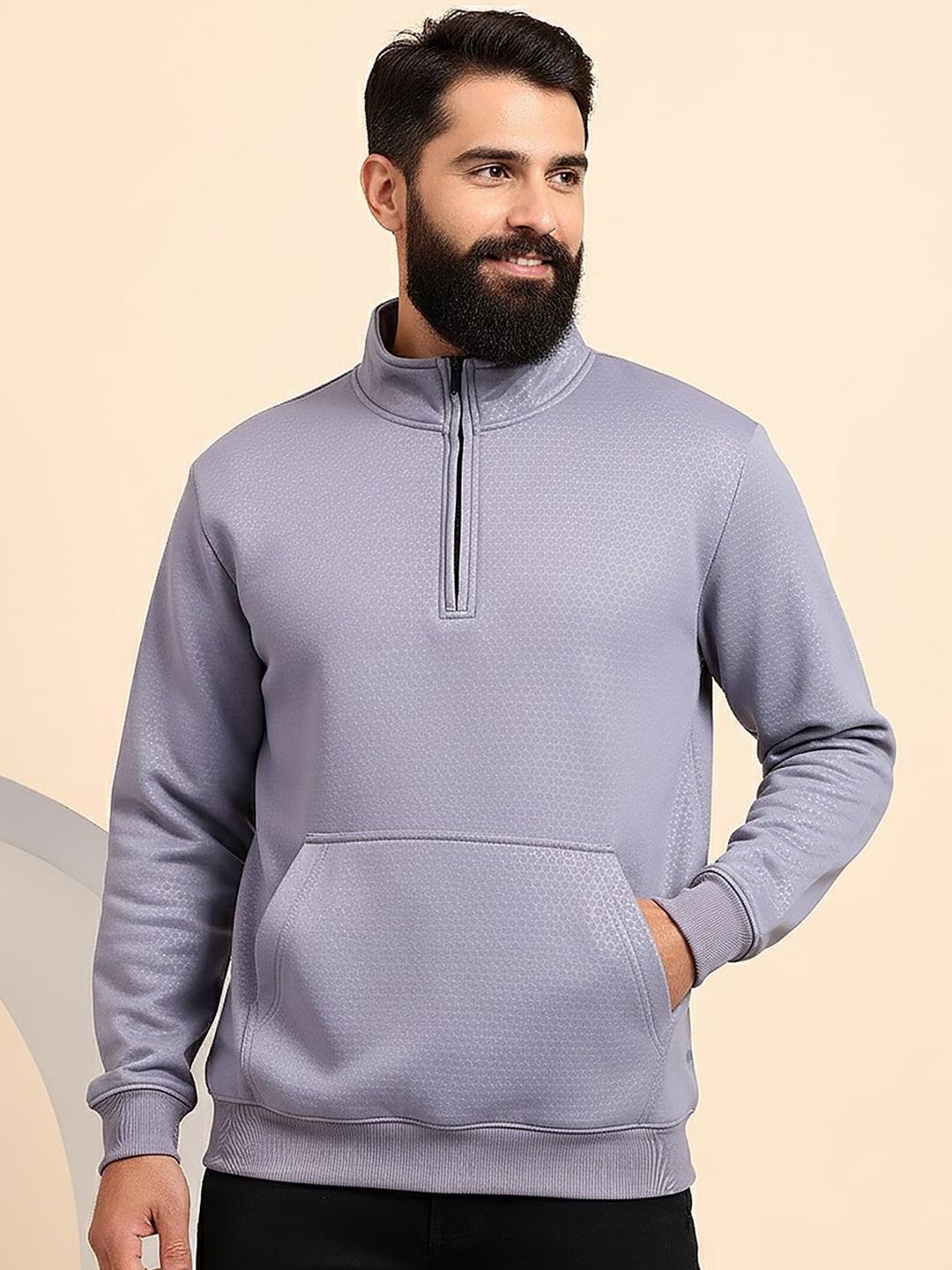 Buy Mast & Harbour Men Textured High Neck Pullover Sweatshirt ...