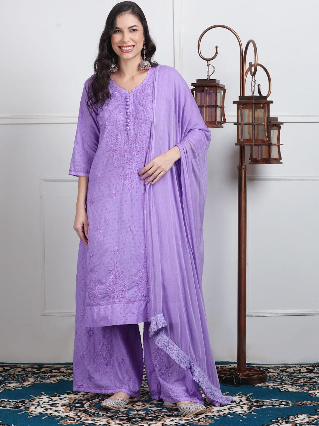 Buy KHAKA Women Ethnic Motifs Embroidered Regular Chikankari Pure ...