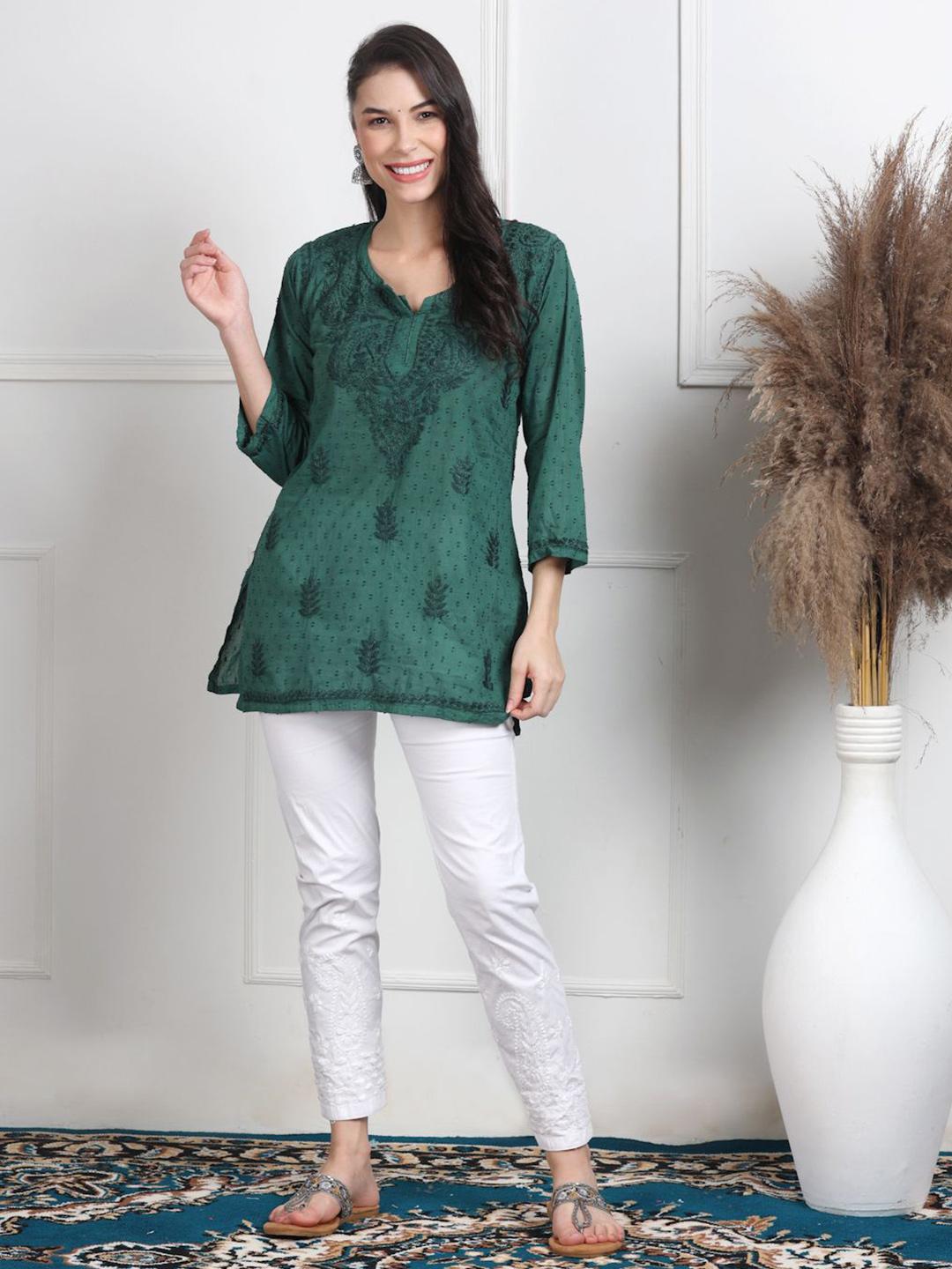 Buy KHAKA Women Ethnic Motifs Embroidered Thread Work Kurta - Kurtas ...