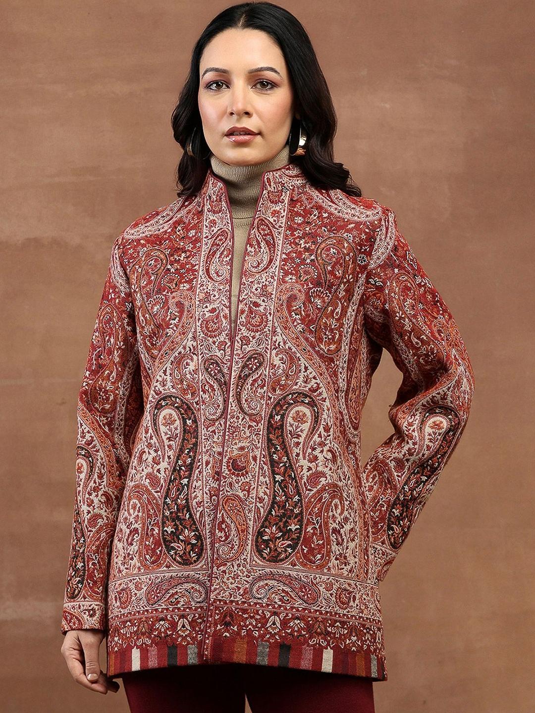 Buy House Of Chikankari Women Mandarin Collar Woollen Kashmiri Tailored ...