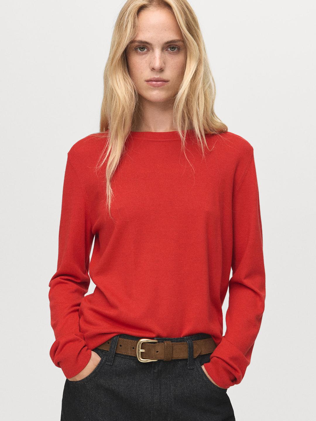 Buy MANGO Round Neck Knitted Pullover - Sweaters for Women 37400849 ...