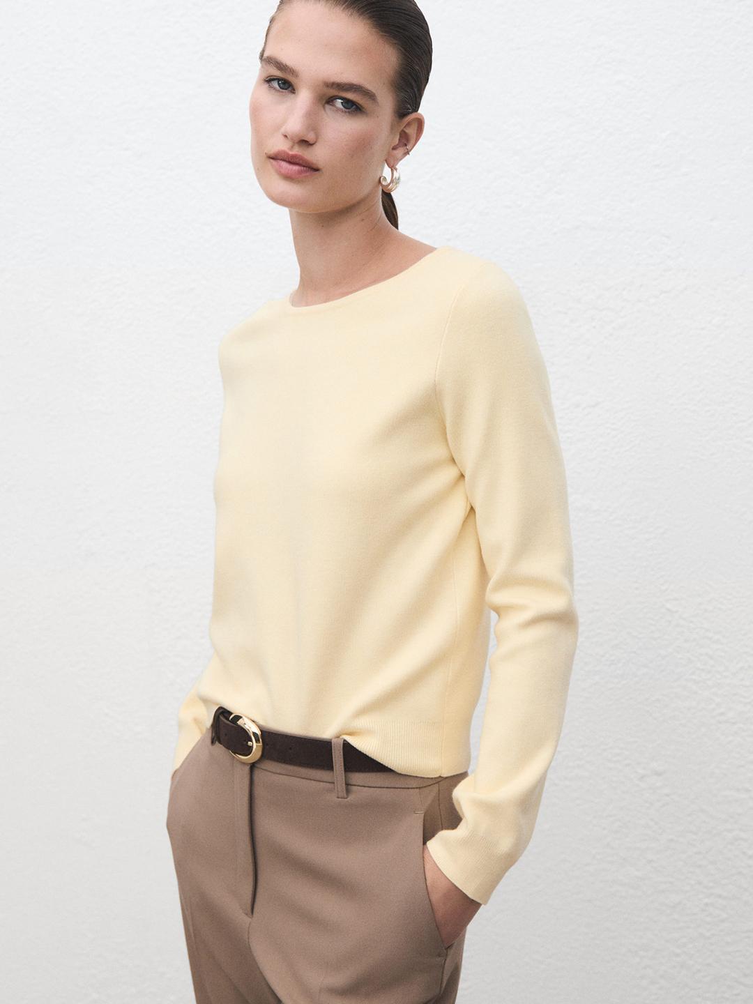 Buy MANGO Round Neck Knitted Pullover - Sweaters for Women 37400851 ...