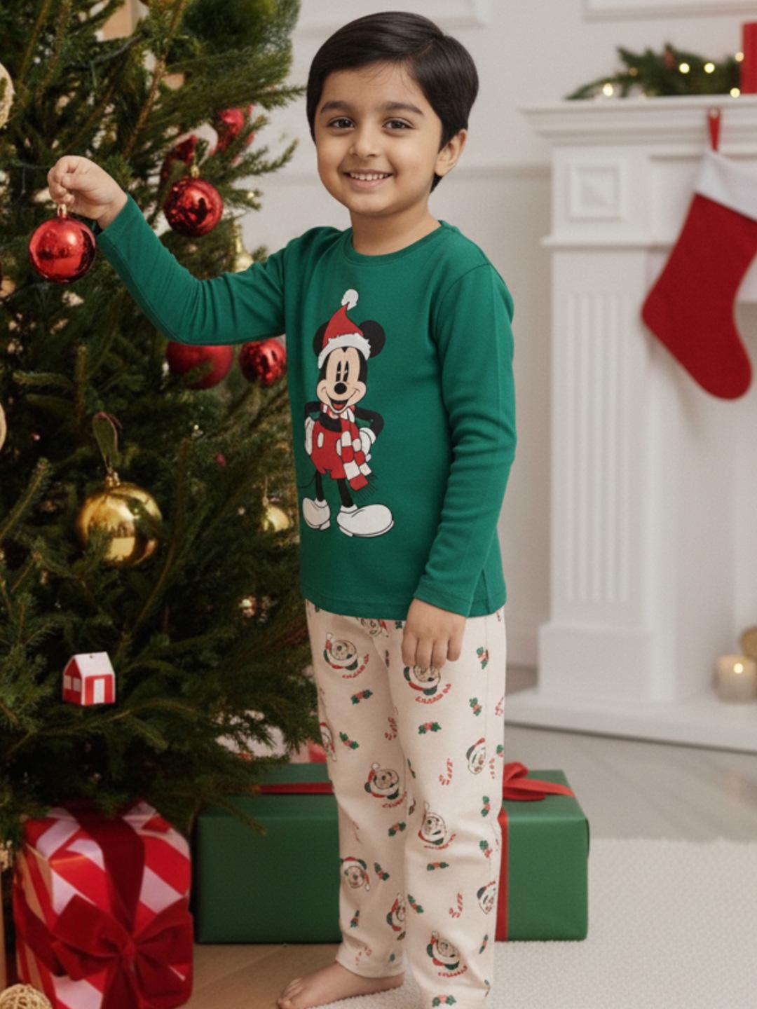 Buy Nap Chief Kids Mickey Mouse Printed Pure Cotton T Shirt & Pyjamas ...