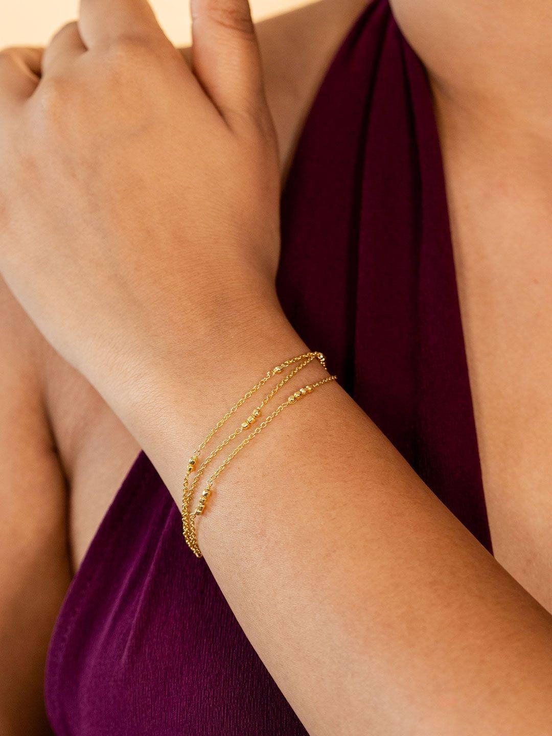 Buy SHAYA Women 925 Silver Gold Plated Multistrand Bracelet - Bracelet ...
