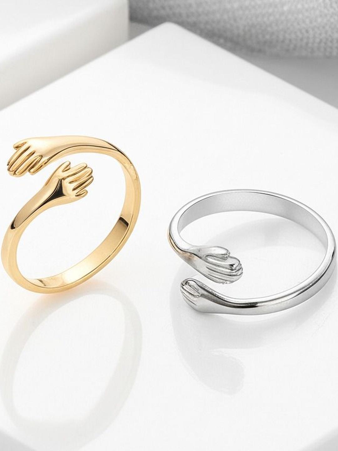 Buy DressBerry Set Of 2 Adjustable Cuddle Hug Finger Rings - Ring for ...
