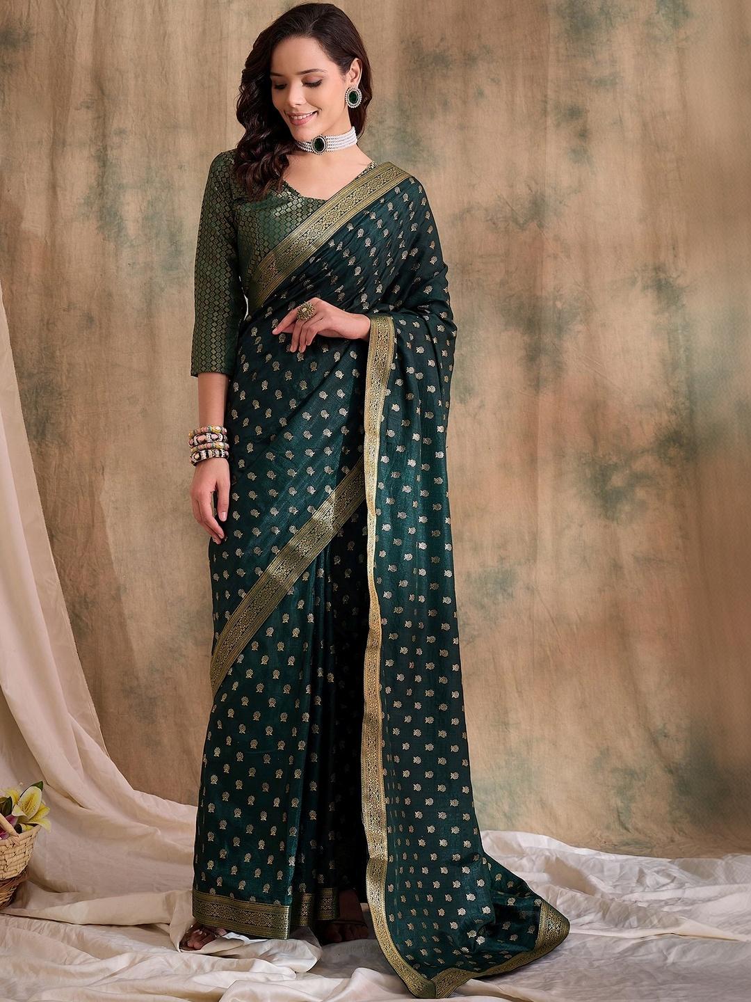 Buy All About You Woven Design Zari Silk Blend Heavy Work Saree ...