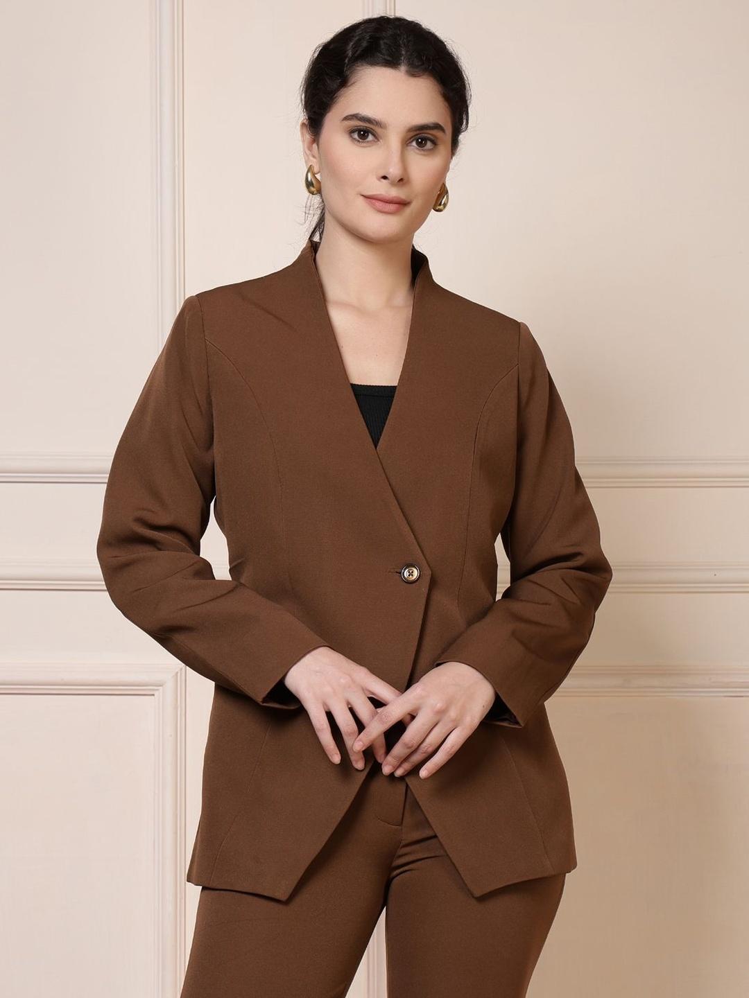 Buy Ranng V Neck Long Sleeves Single Breasted Formal Blazer - Blazers ...