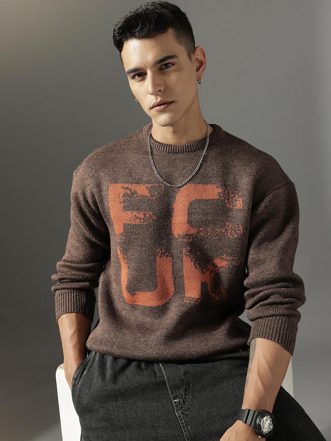 Buy FCUK Brand Logo Printed Pullover Sweater - Sweaters for Men ...