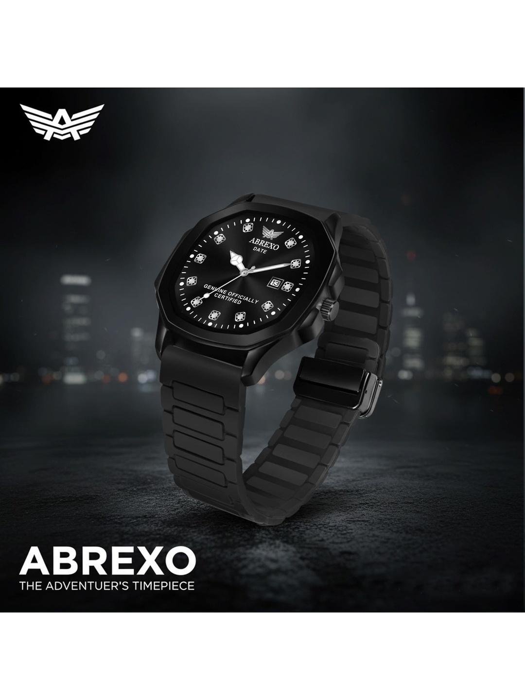 Buy Abrexo Men Embellished Dial & Straps Analogue Date Aperture Watch ...