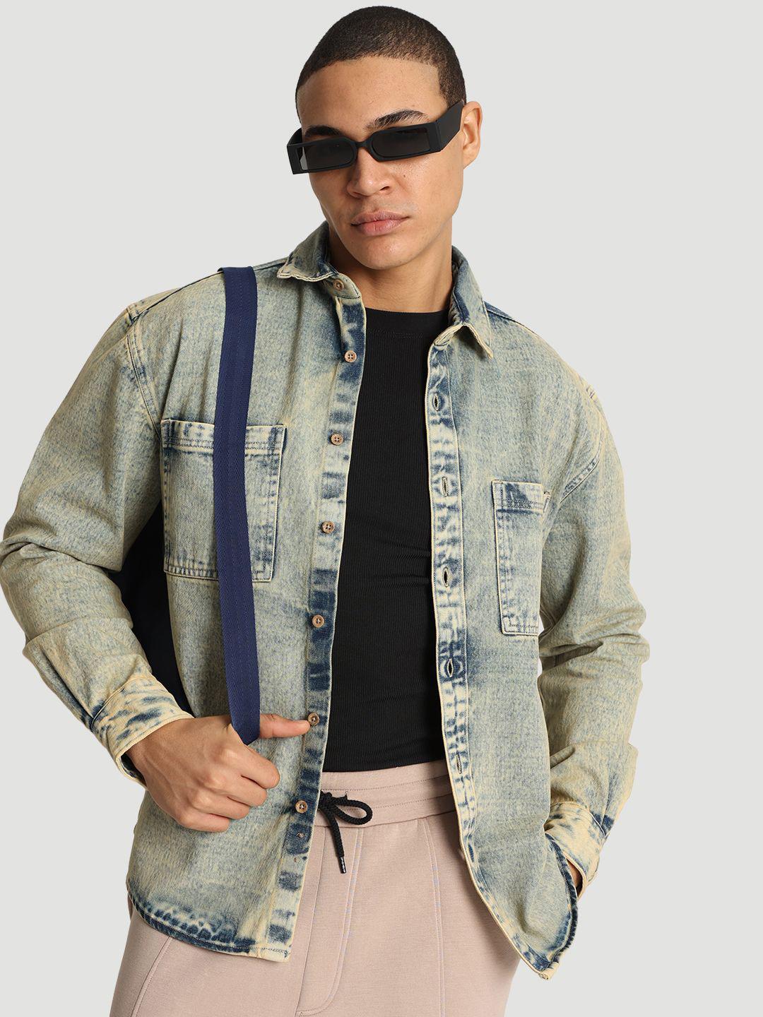 Buy Bene Kleed Men Relaxed Fit FadedDenim Shaket - Shirts for Men ...