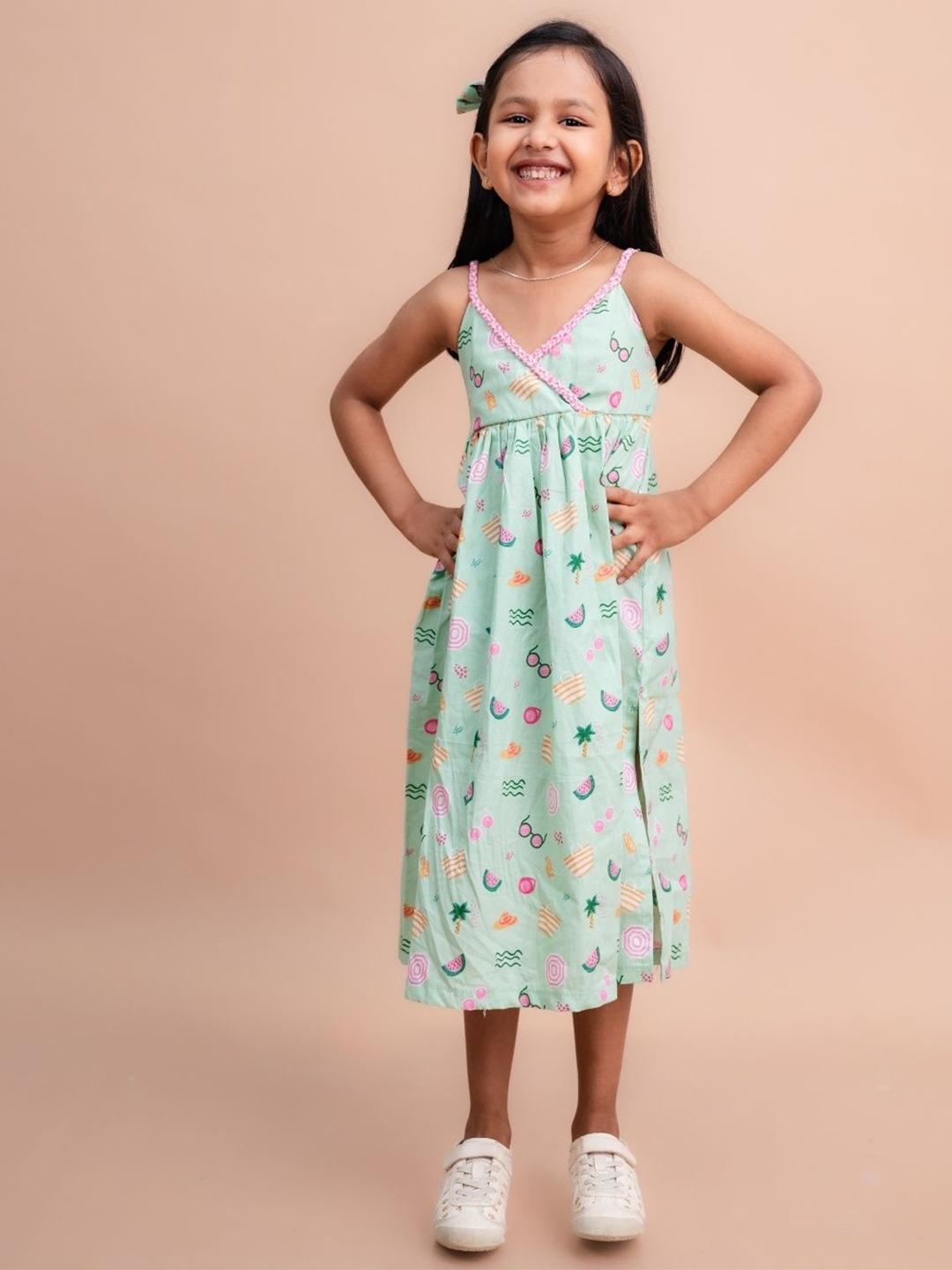 Buy Mini Maana Print Fringed Fit & Flare Maxi Dress - Dresses for Girls ...