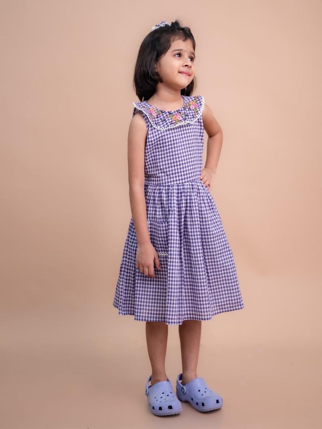 Buy Mini Maana Checked Fringed Fit & Flare Dress - Dresses for Girls ...