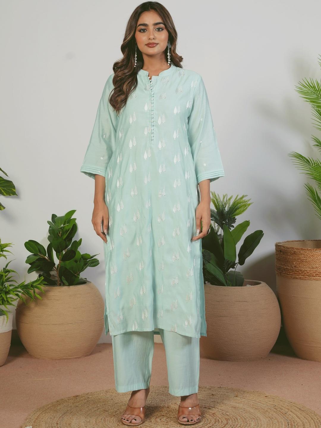 Buy Aramya Women Ethnic Motifs Embroidered Regular Thread Work Pure ...