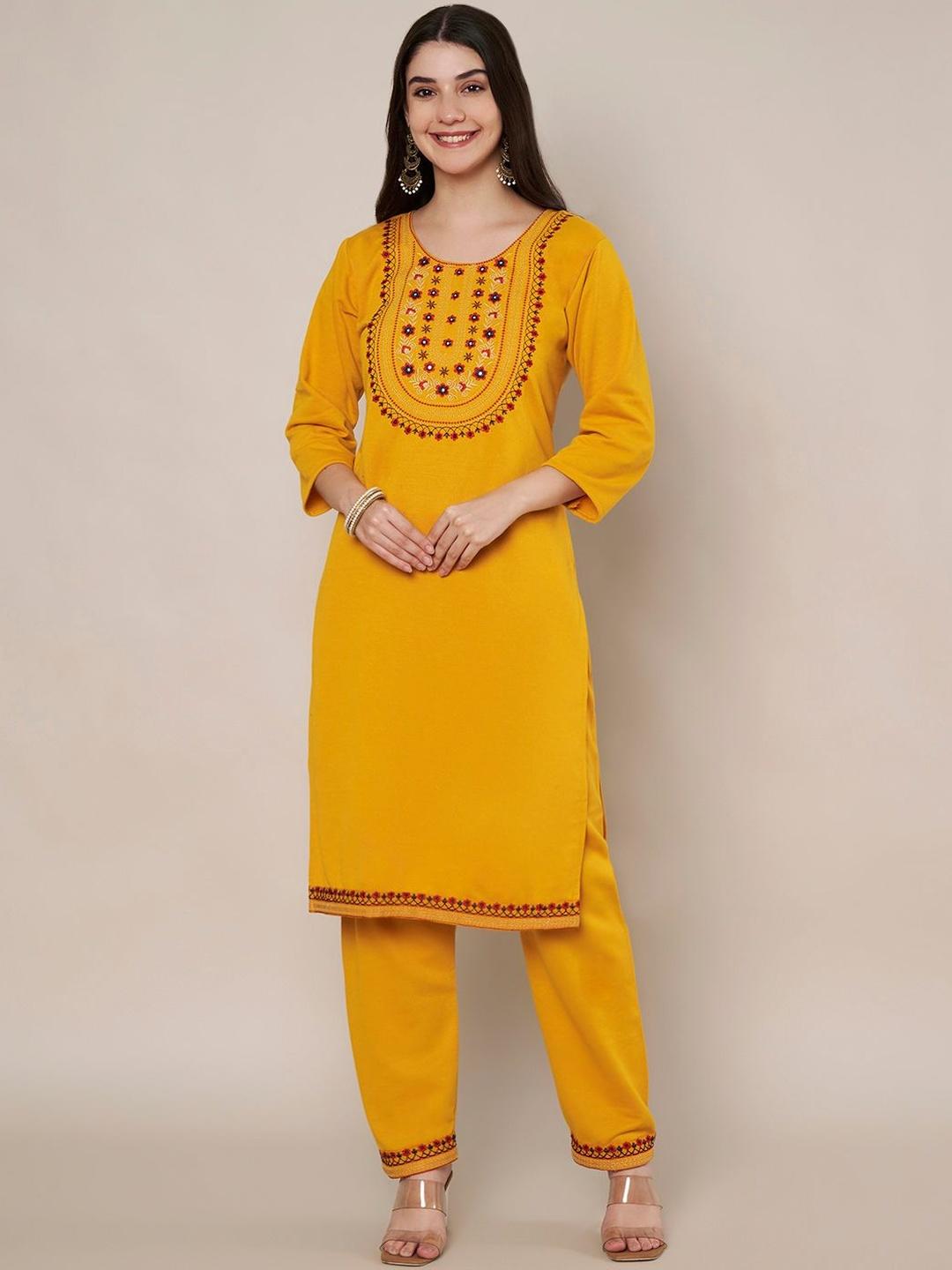 Buy Trend Level Women Ethnic Motifs Embroidered Regular Thread Work ...