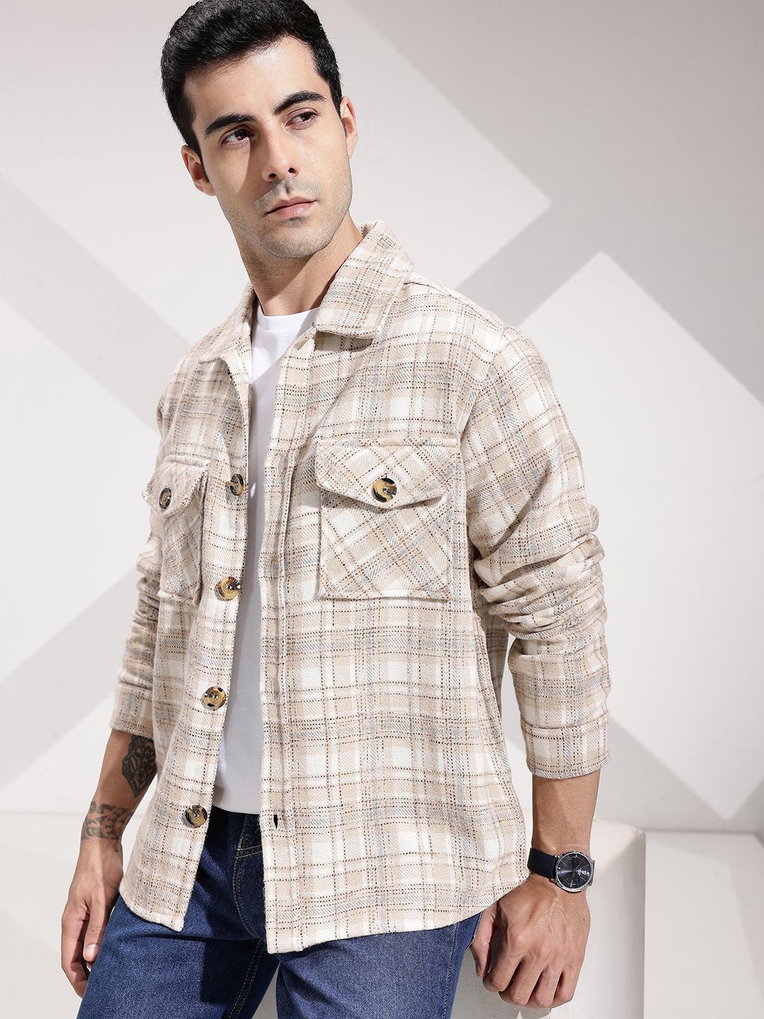 Buy INVICTUS Checked Spread Collar Shacket - Shackets for Men 33563285 ...