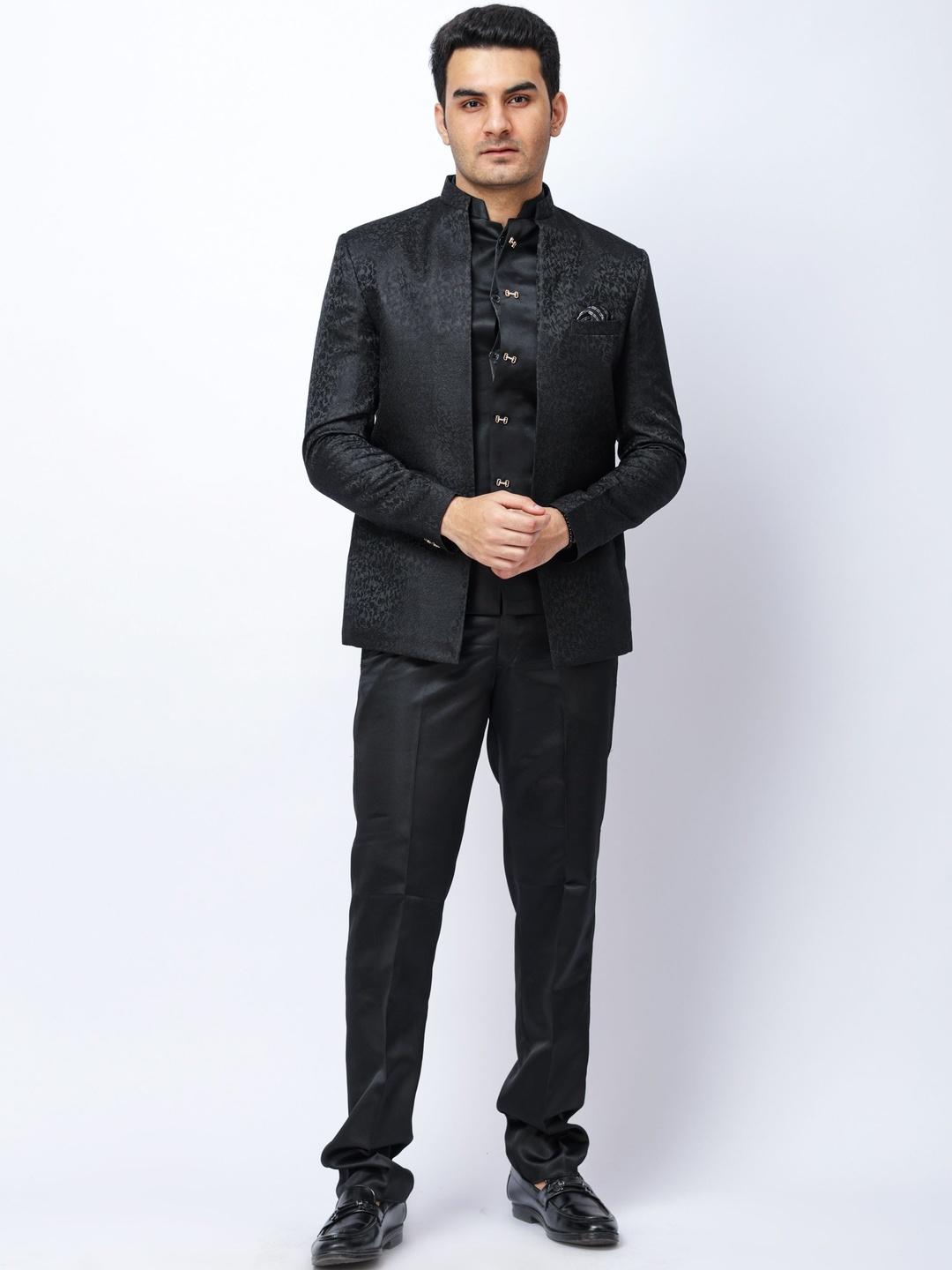 Buy Aesthelia Men Self Design Single Breasted Three Pieces Suit - Suits ...
