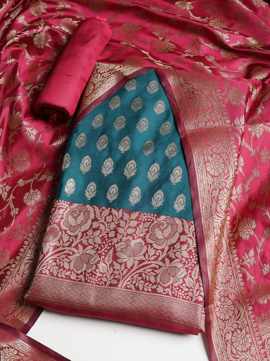 Buy Meena Bazaar Floral Woven Design Unstitched Dress Material - Dress ...