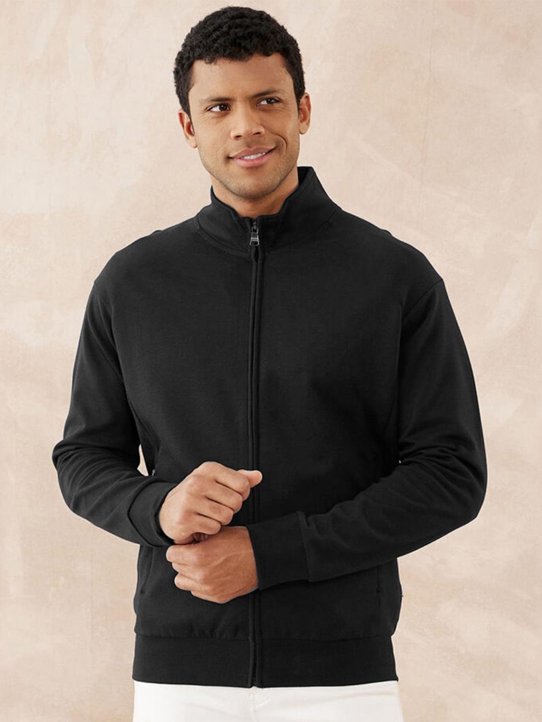 Buy AUSK Men Solid Mock Collar Front Open Sweatshirts - Sweatshirts for ...