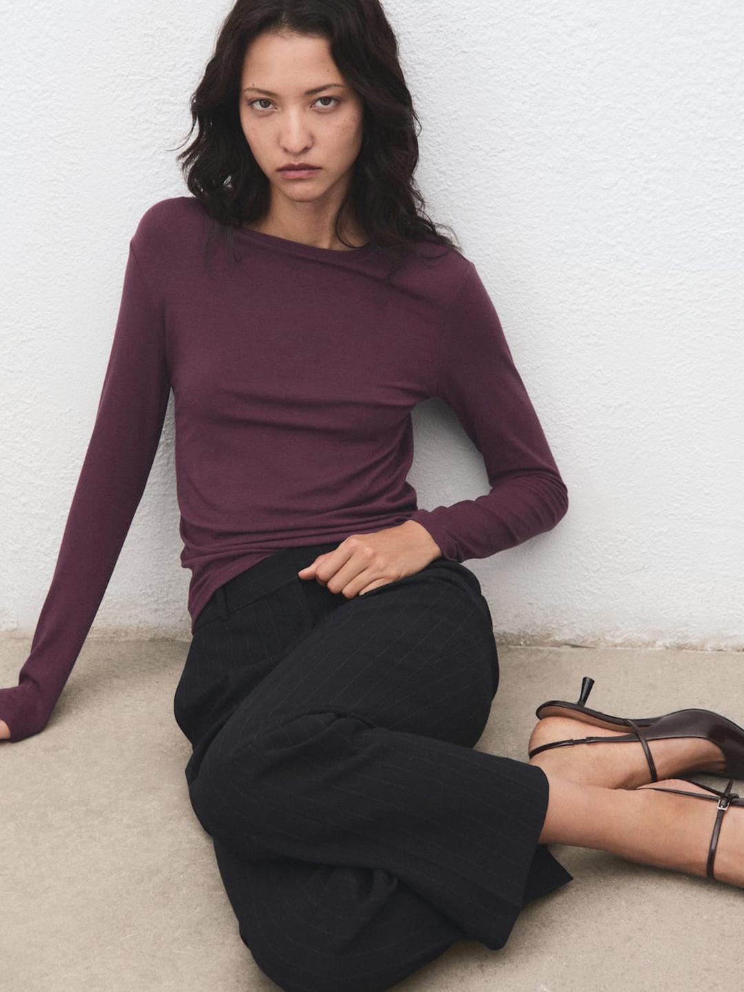 Buy MANGO Round Neck Fitted Top - Tops for Women 36679451 | Myntra
