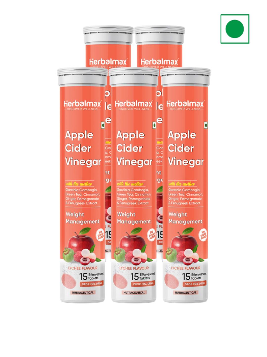 Buy Herbal Max Set Of 5 Apple Cider Vinegar Tablets 15 Tablets Each ...