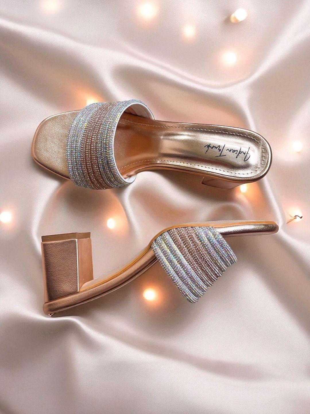 Buy Indian Trunk Striped PU Block Mules - Heels for Women 37669483 | Myntra