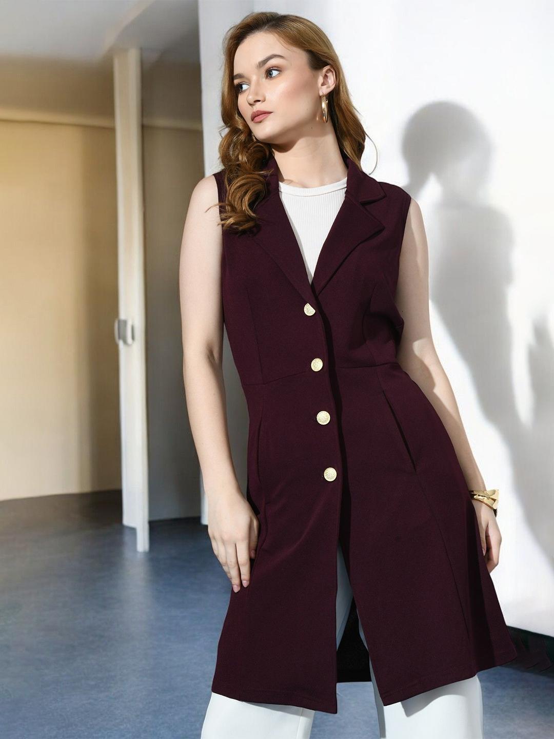 Buy SFOTY Women Sleeveless Longline Button Shrug - Shrug for Women ...
